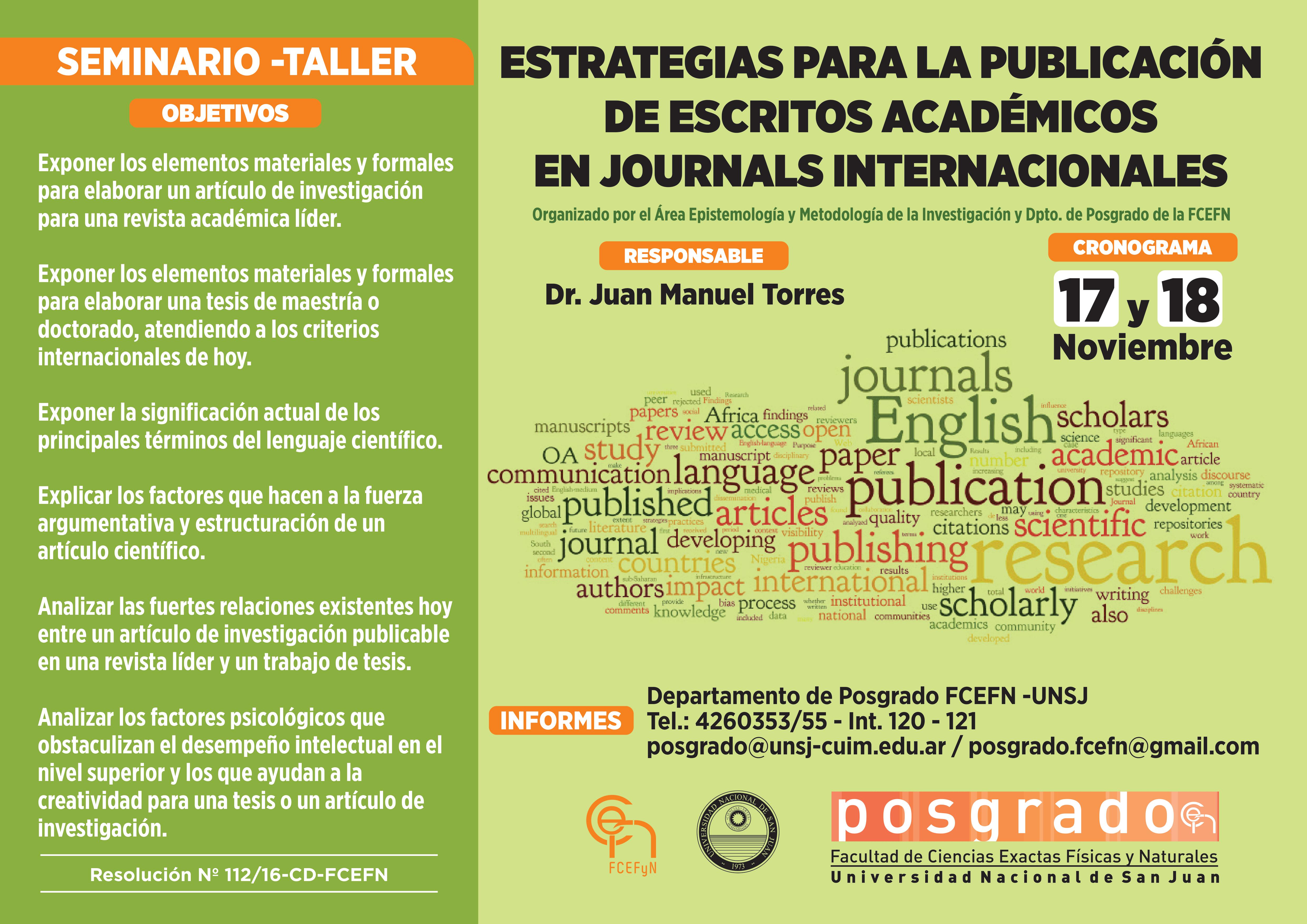 Curso sobre Estrategias para la publicación de escritos académicos